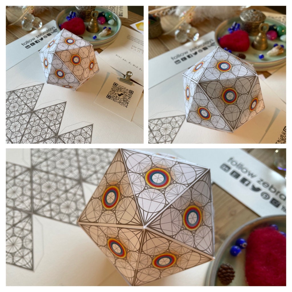 Icosahedron 3D Papercraft Template Pdf-platonic Solids-printable Model ...