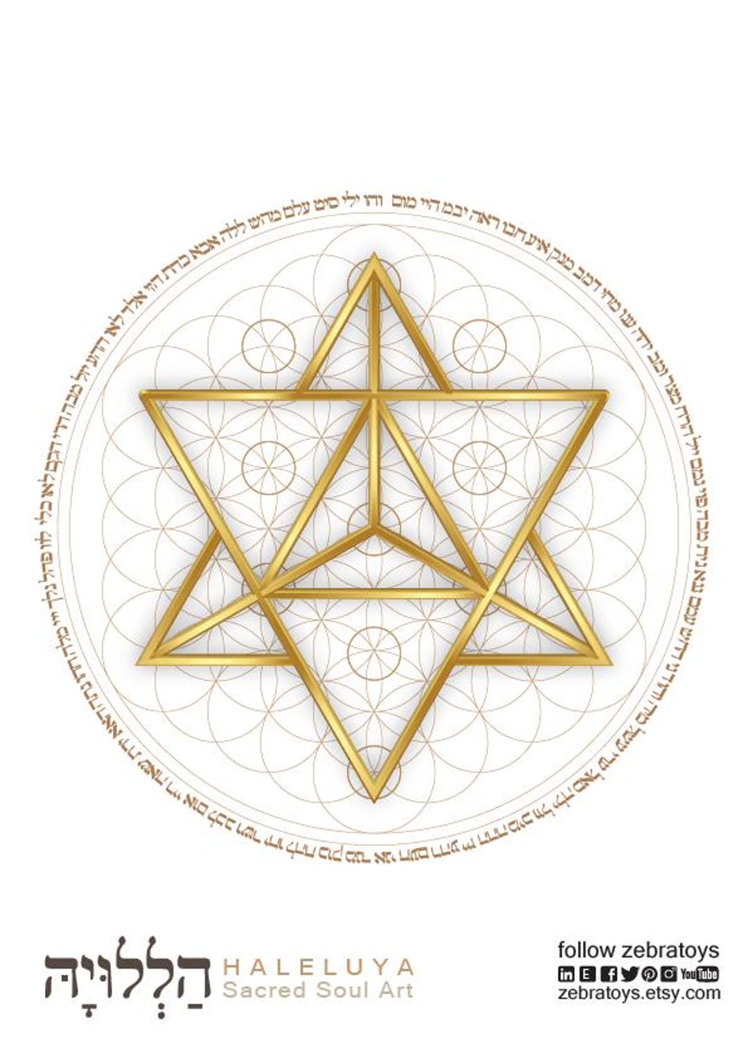 Names of God Ten Sefirot Décor-kabbalah Amulet Art-merkaba Chariot ...
