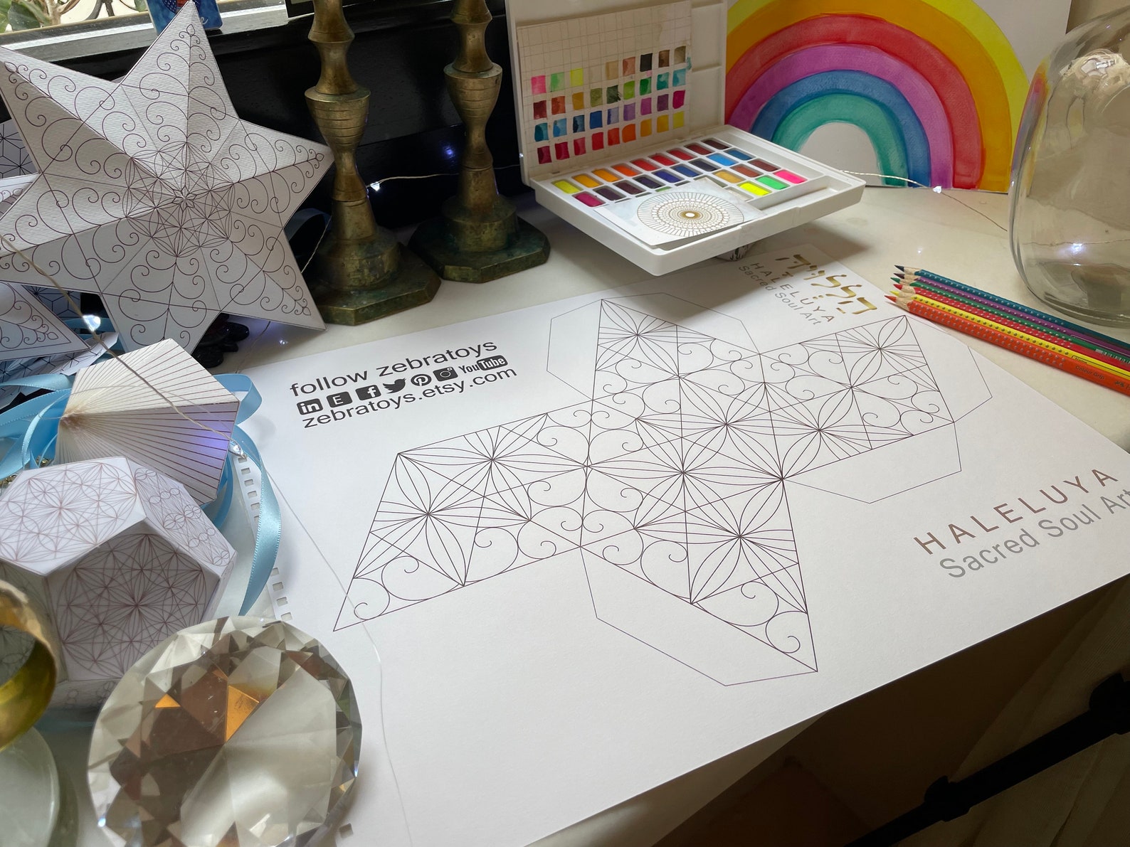 Octahedron 3D Papercraft Template Pdf-platonic Solids-printable 3D ...