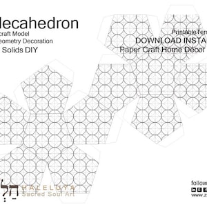 Dodecahedron Paper Craft 3D Template Pdf-platonic Solids-ornament ...