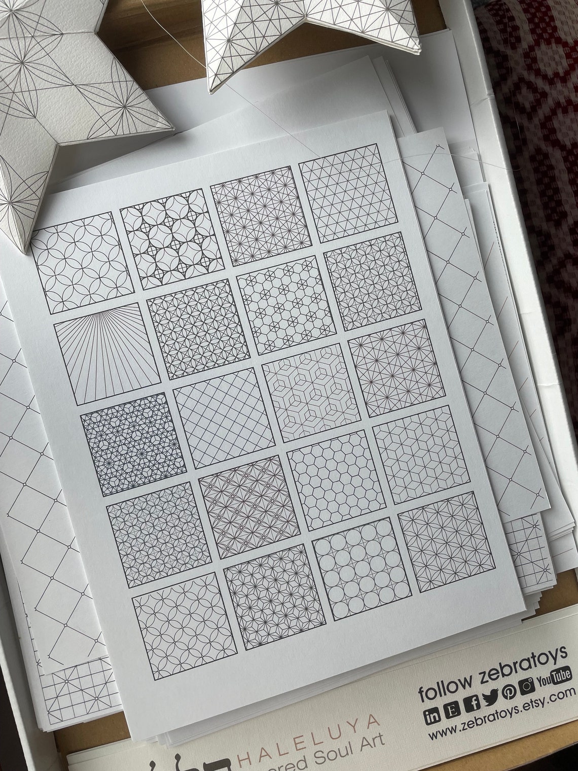 20 Geometric Patterns Squares-printable-patterned Square Coloring Page ...
