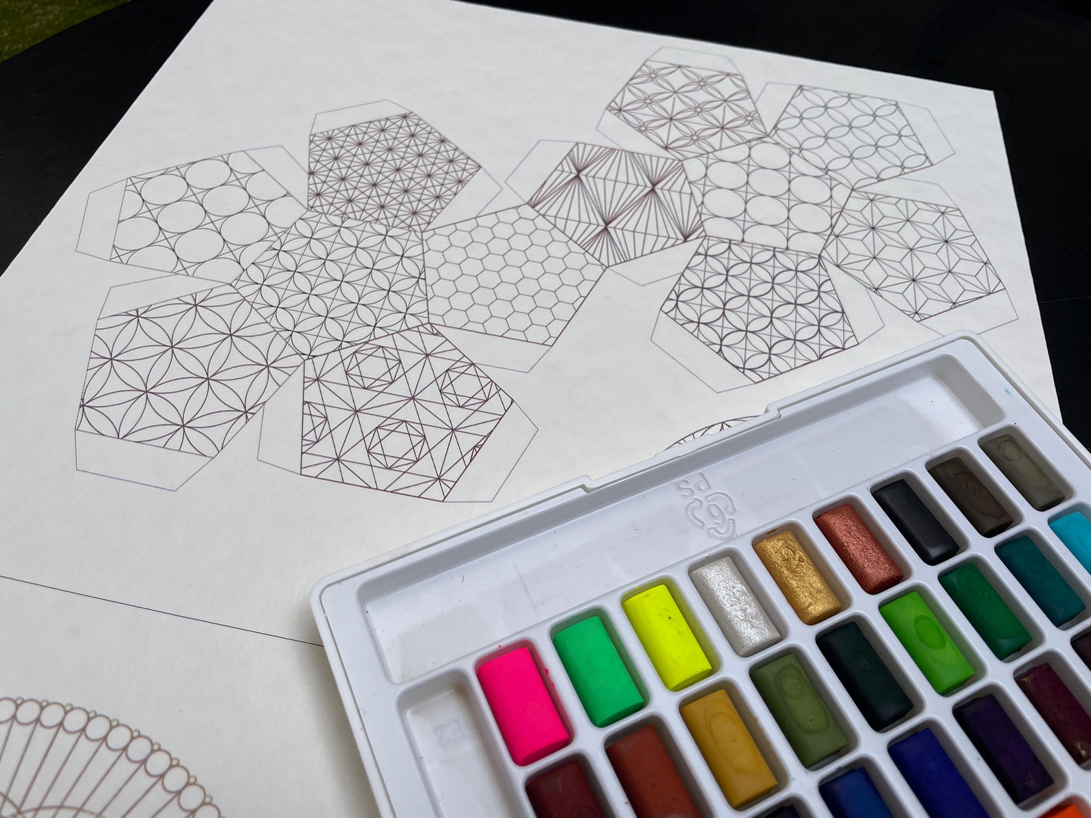 Dodecahedron 3D Papercraft Model Coloring Template-home Décor Ideas ...