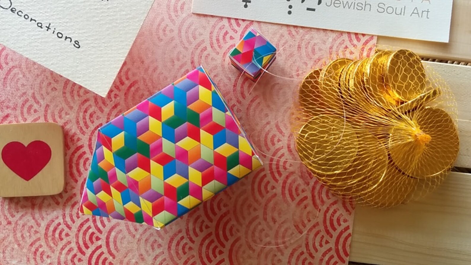 Paper Craft Dreidel Hanukkah Decorations-cubes Seamless Geometric ...