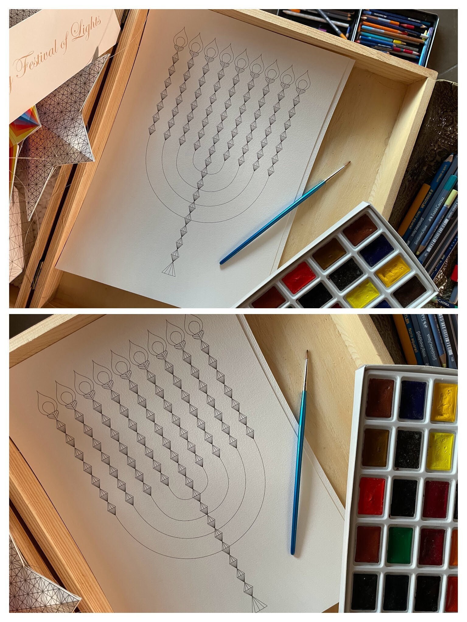 Chanukkiah Hanukkah Menorah Candles Art Poster Print Color-pdf ...