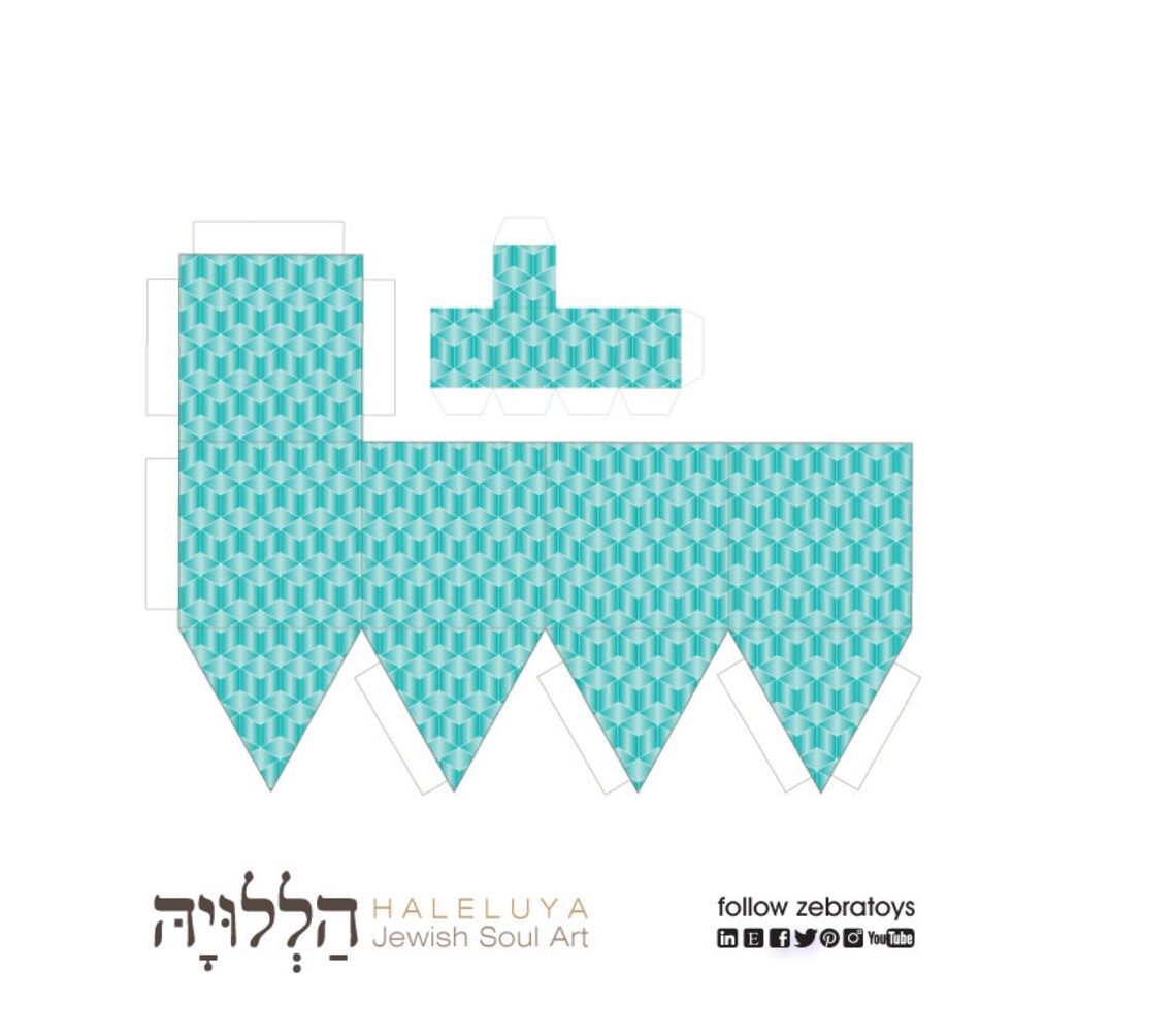 Turquoise Dreidel Papercraft Template-sweets Gift Package-printable ...