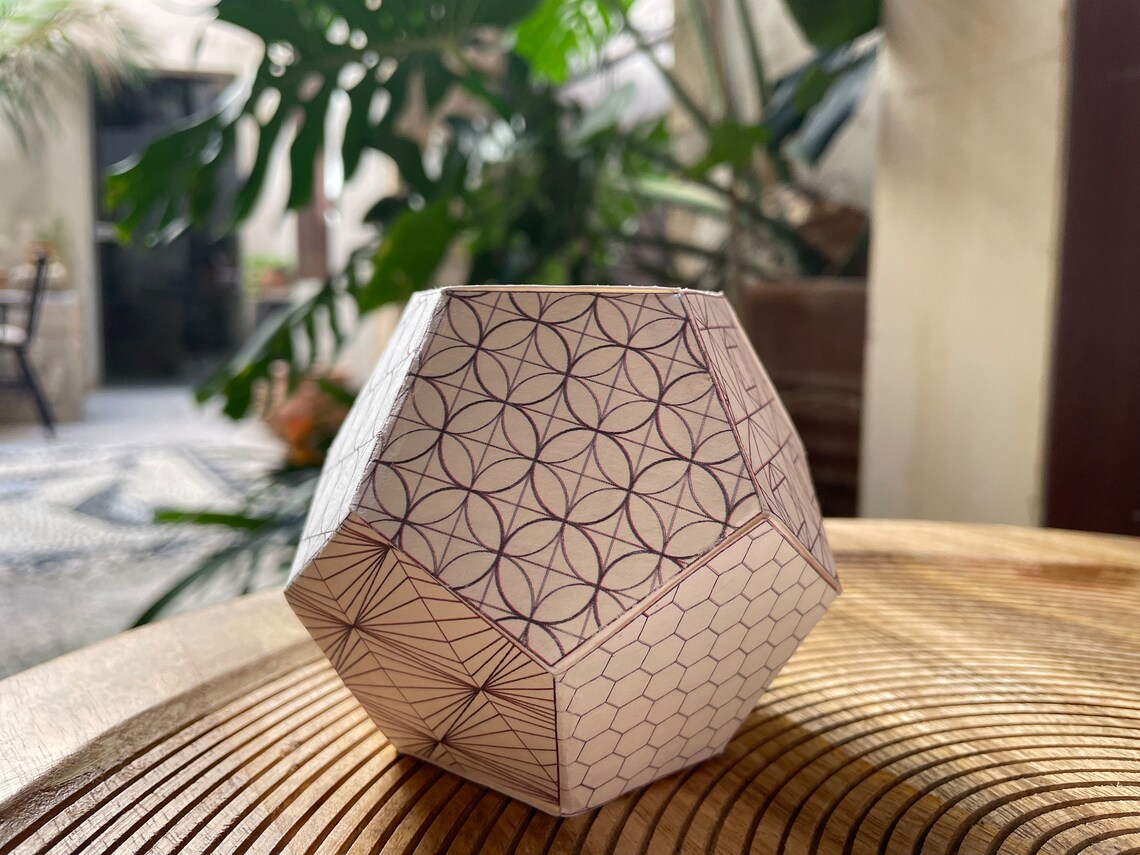 Dodecahedron 3D Papercraft Model Coloring Template-home Décor Ideas ...