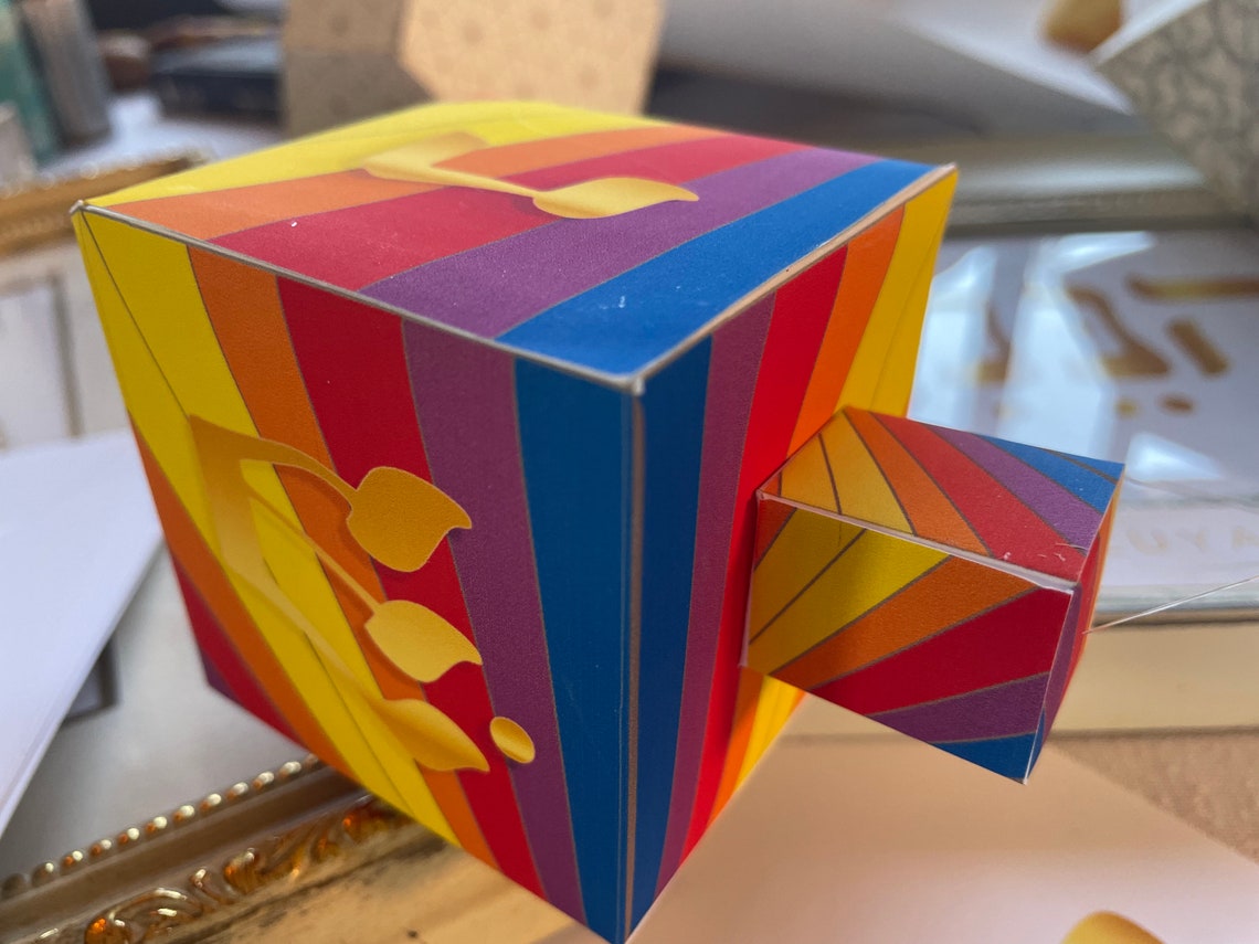 Hanukkah Dreidel Paper Craft Gift Box Template-3d Model-holiday Table ...