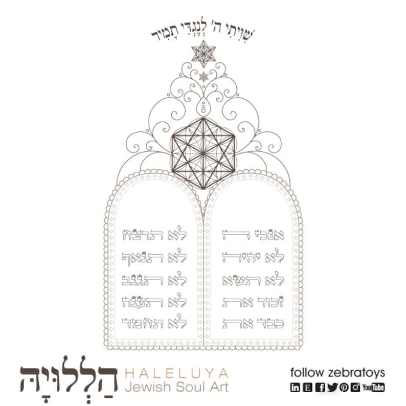 The Ten Commandments Coloring Page-passover Printable-jewish Art ...