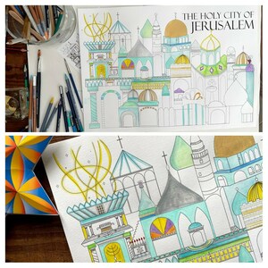 Holy City Jerusalem Art Poster to Print and Color-holiness-grace ...