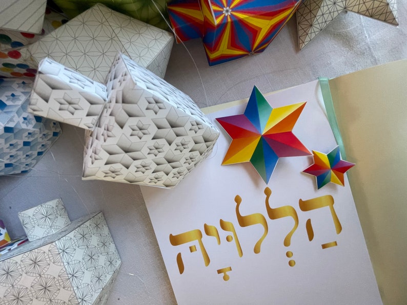 Stars of David Rainbow Set-3d Papercraft-hanukkah Decorations-printable ...