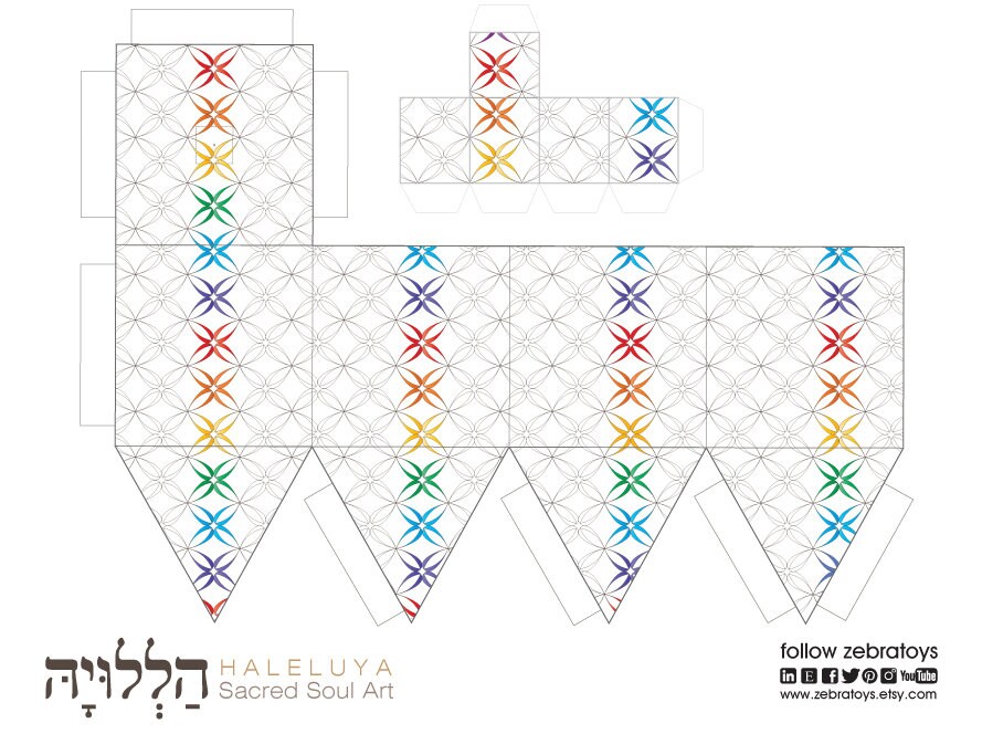 Dreidel 3D Paper Craft-hanukkah-rainbow Printable Template-holiday ...