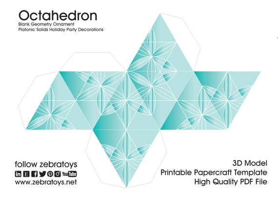 Octahedron 3D Papercraft Template Pdf-platonic | Etsy