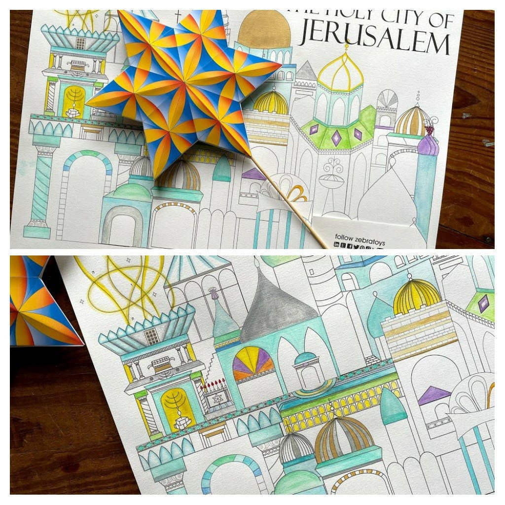Holy City Jerusalem Art Poster to Print and Color-holiness-grace ...