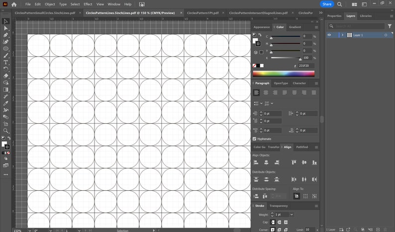 0.5 Inch Circles and Lines Pattern-blank Coloring Sheet-sacred Geometry ...
