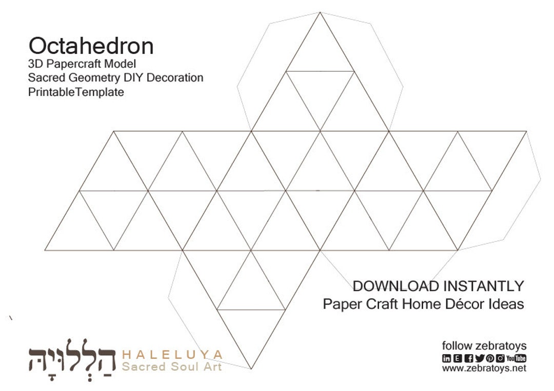 Octahedron Paper Template-3d Papercraft Décor Ideas-platonic Solid ...