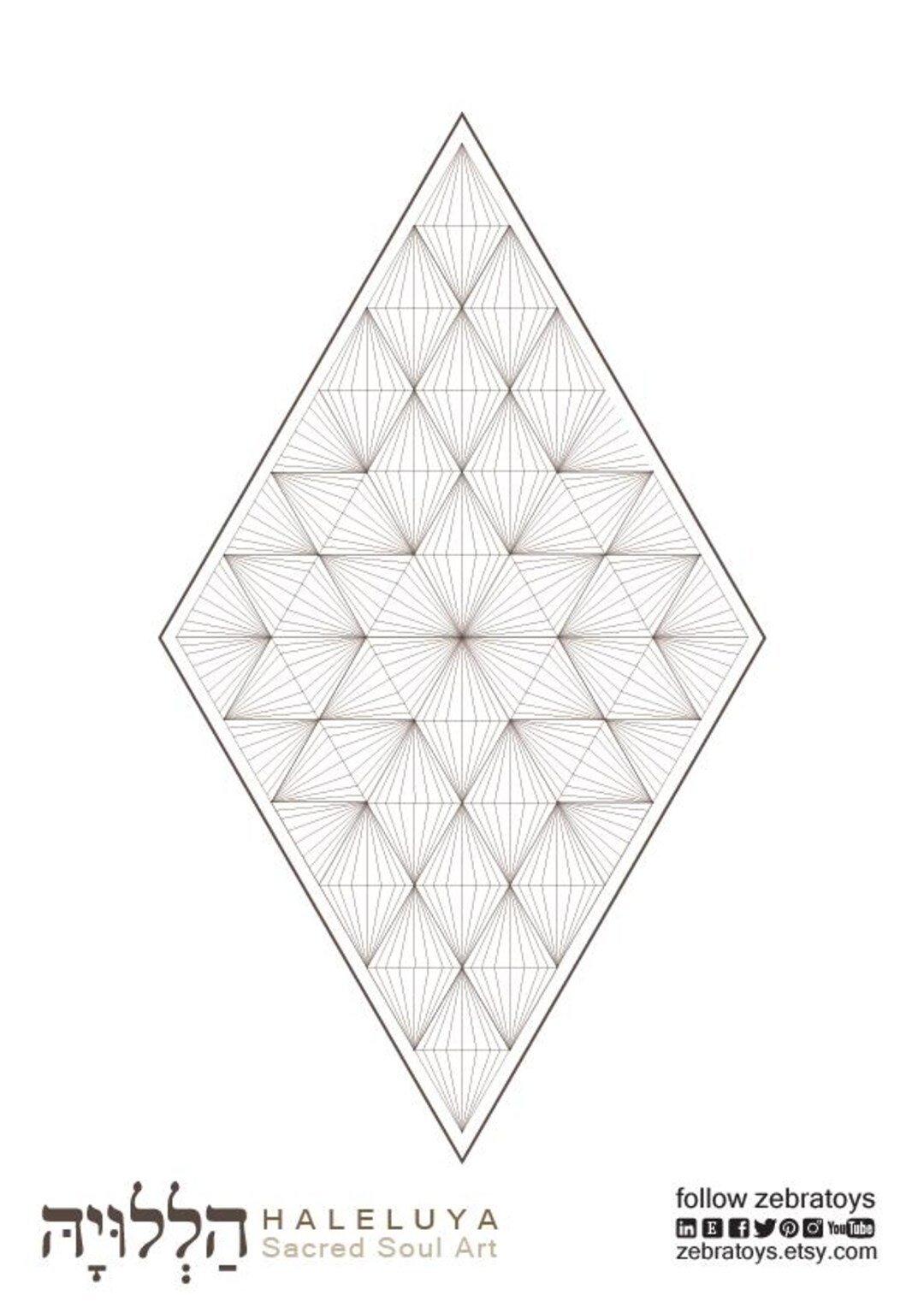 Rhombus Crystallized-coloring Page-diamond Wall Décor-fertility Energy ...