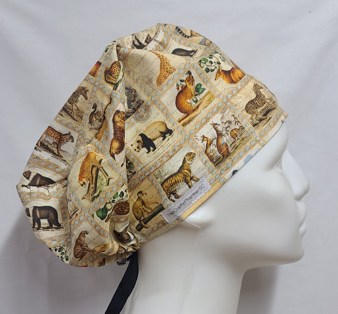 Scrub Hats EURO RTS Handmade Vintage Animal Stamps - Etsy