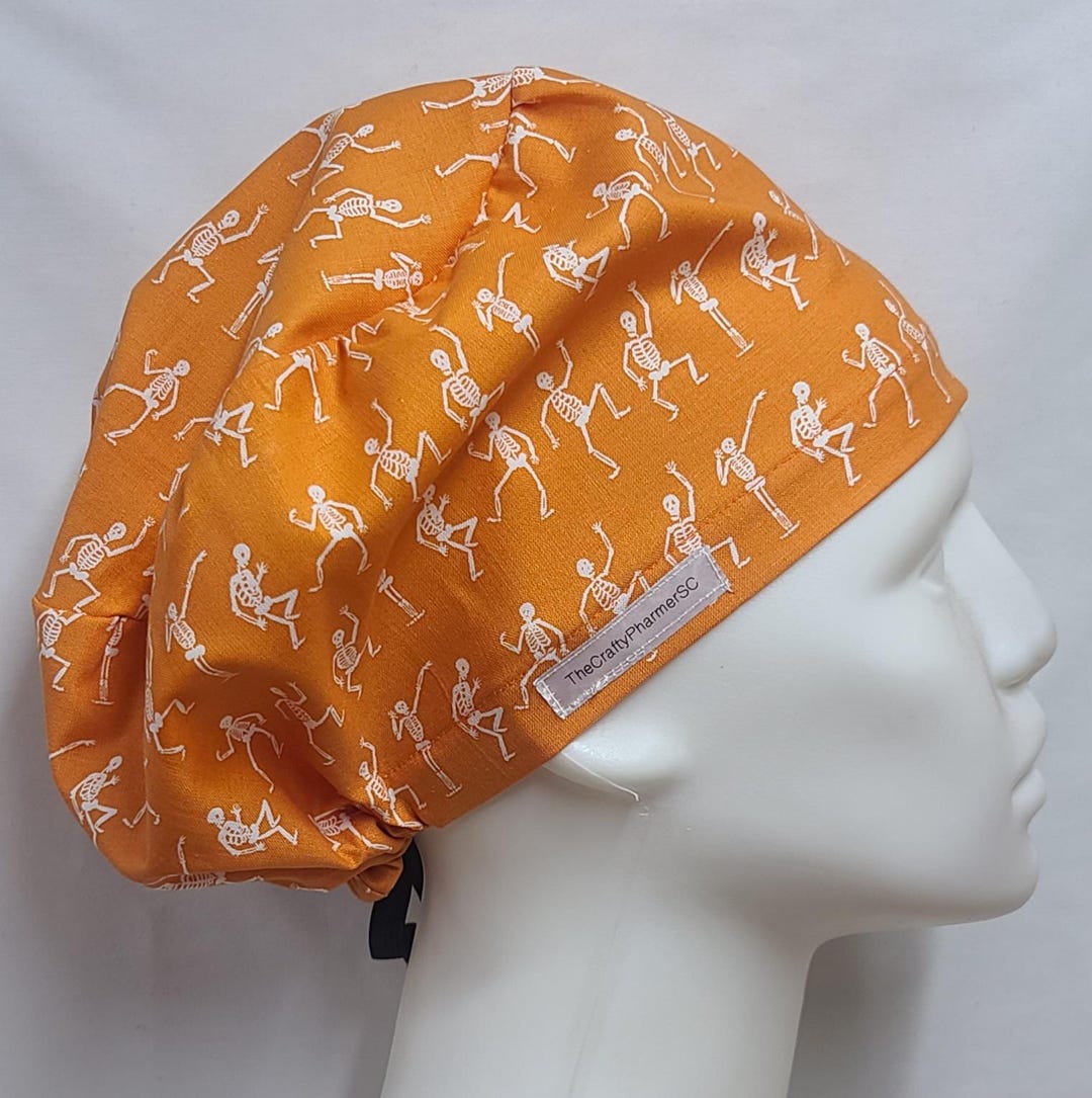 Scrub Hats EURO RTS - Handmade - Hocus Pocus Skeletons Orange - Etsy