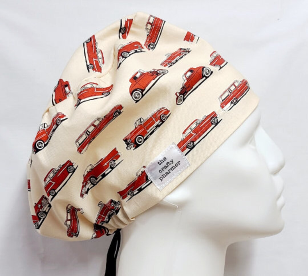 Classic Red Cars - Handmade Scrub Hats | Made to Order - Etsy