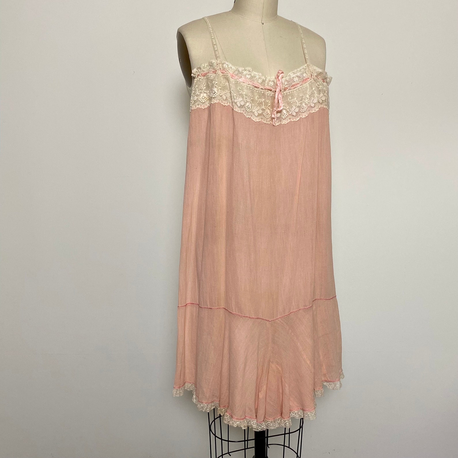 1920s Step In 20s Teddy Lingerie Romper Chemise Negligee Peach | Etsy