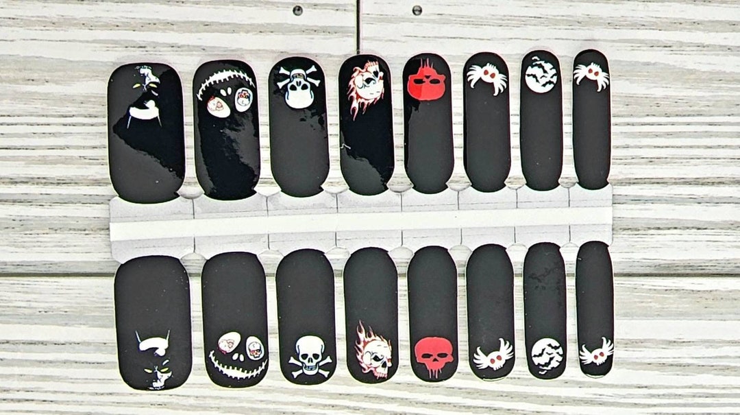 Skull Halloween Nail Polish Strips: Easy Nail Art Decals - Etsy