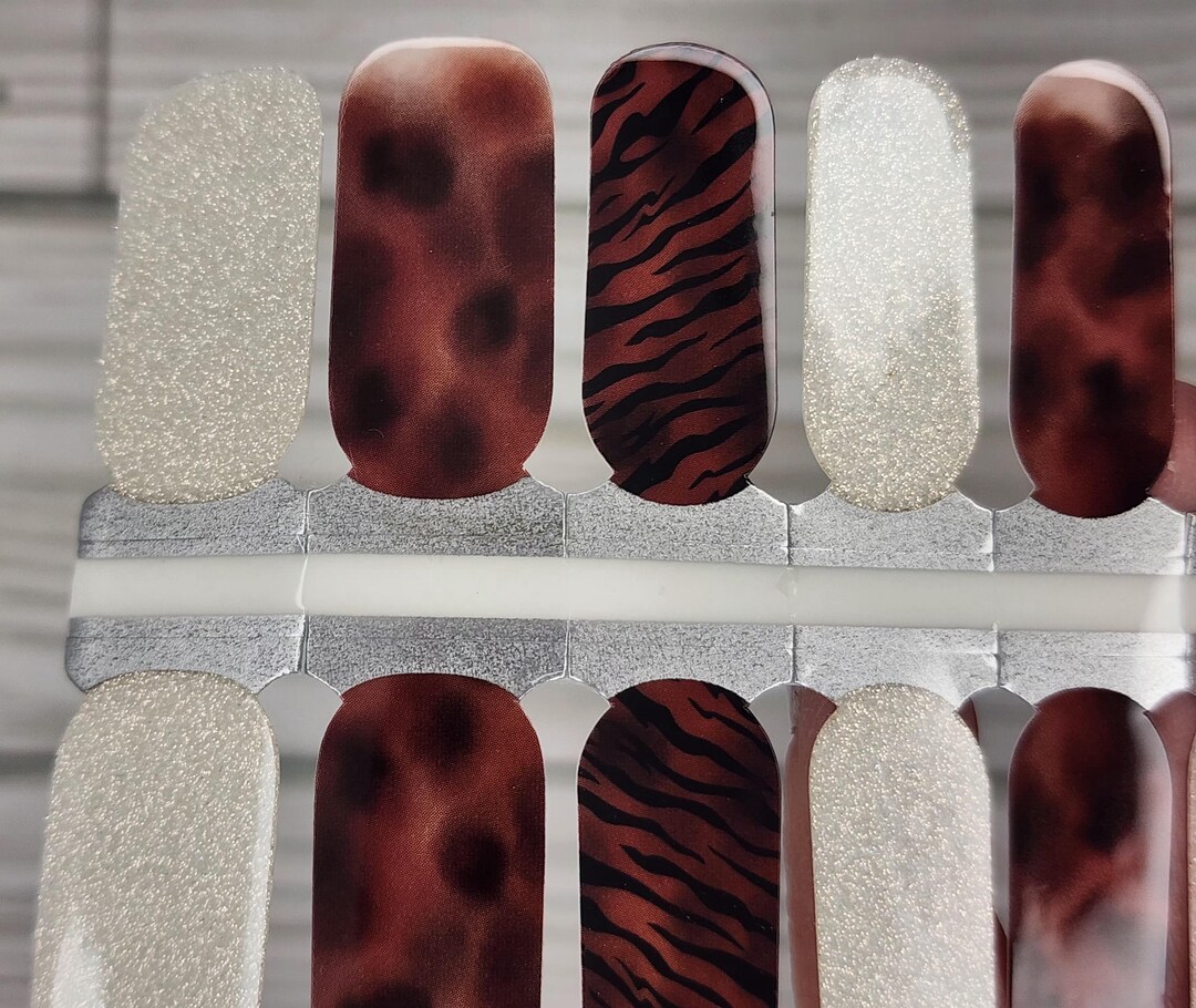 Glitter Leopard Print Nail Polish Strips: Cow Nail Art Decals - Etsy