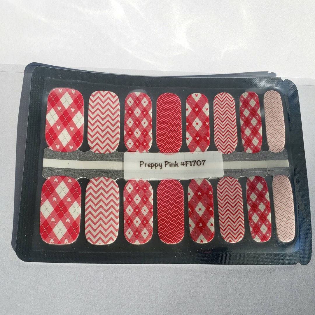 Preppy Pink Nail Polish Strips: Argyle & Chevron Nail Art - Etsy