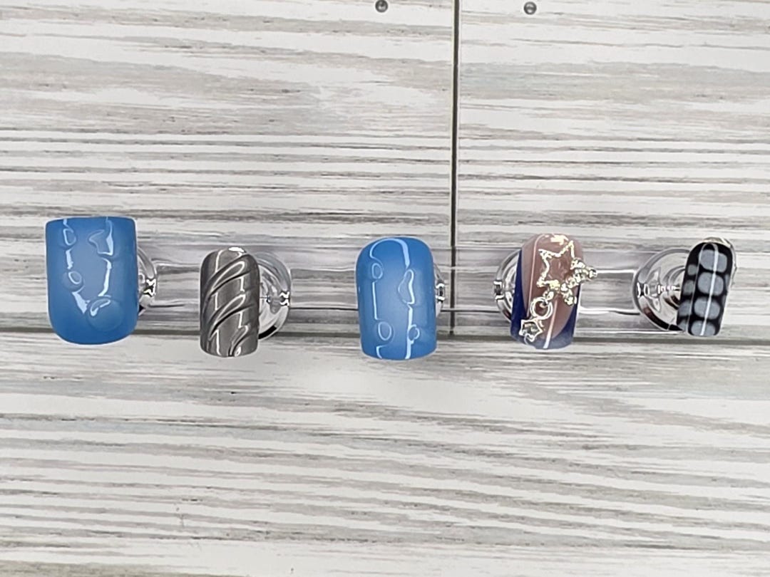 Blue Dew Drops Manicure Press on Nails, Presson Nails, False Nails ...