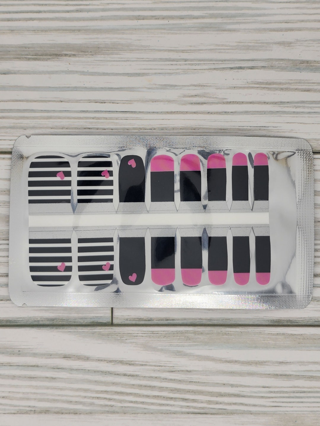 Pink Heart Toenail Polish Strips, Nail Art Pedicure - Etsy