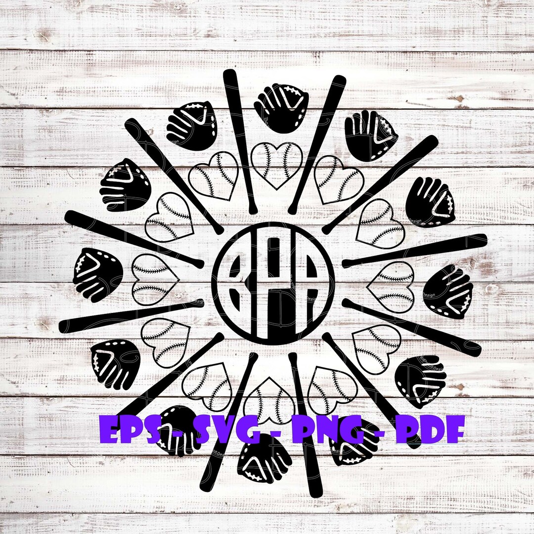 Baseball Softball Mom Mandala Monogram SVG PNG EPS Pdf Dxf File Clip ...
