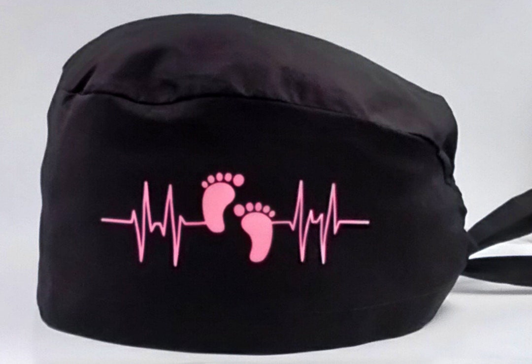 Scrub Cap, Labor and Delivery Two Gender Scrub Cap, Babies Feet Print ...