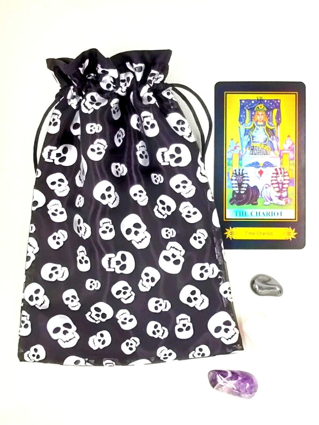 Tarot Bag, Silver Skeleton Print Tarot Bag, Tarot Card Pouch, Limited ...