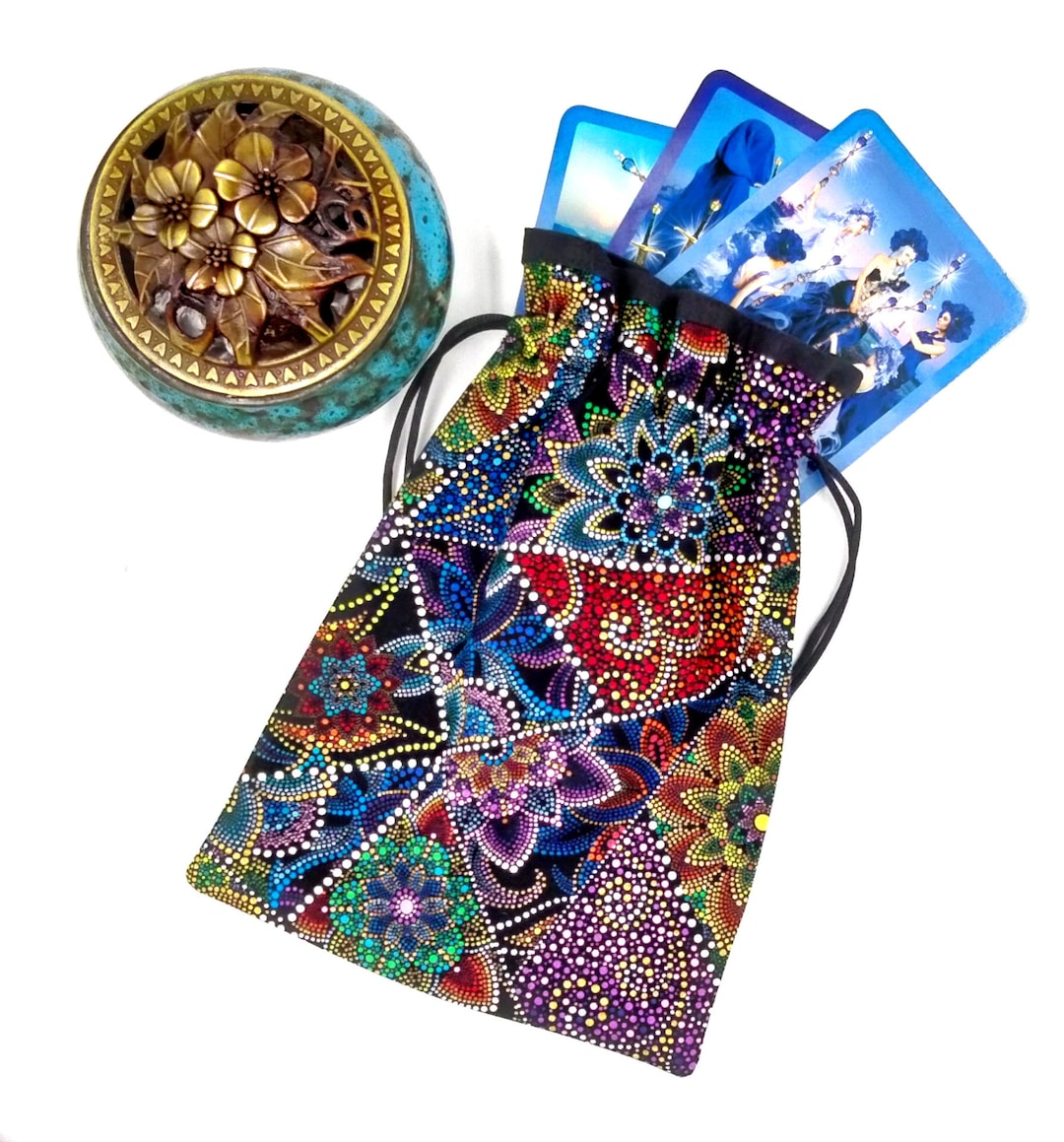 Tarot Bag, Geometric Patchwork Print Tarot Bag, Tarot Card Pouch - Etsy