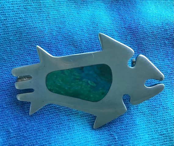 Vintage Peru Sterling Silver Abstract Fish Pin - Gem