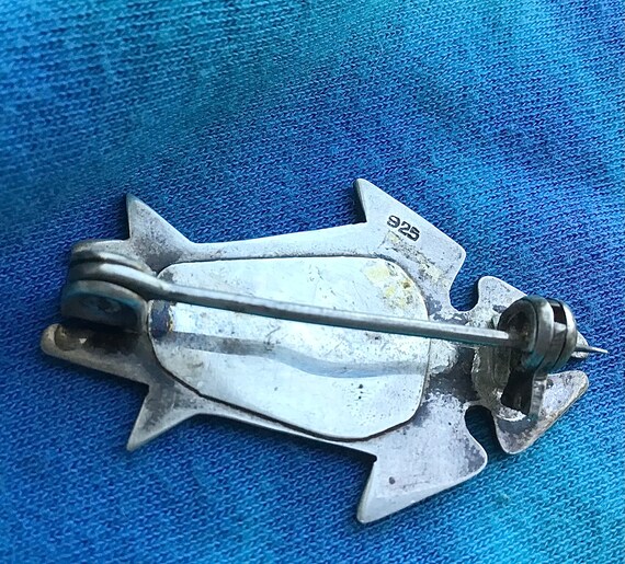 Vintage Peru Sterling Silver Abstract Fish Pin - Gem
