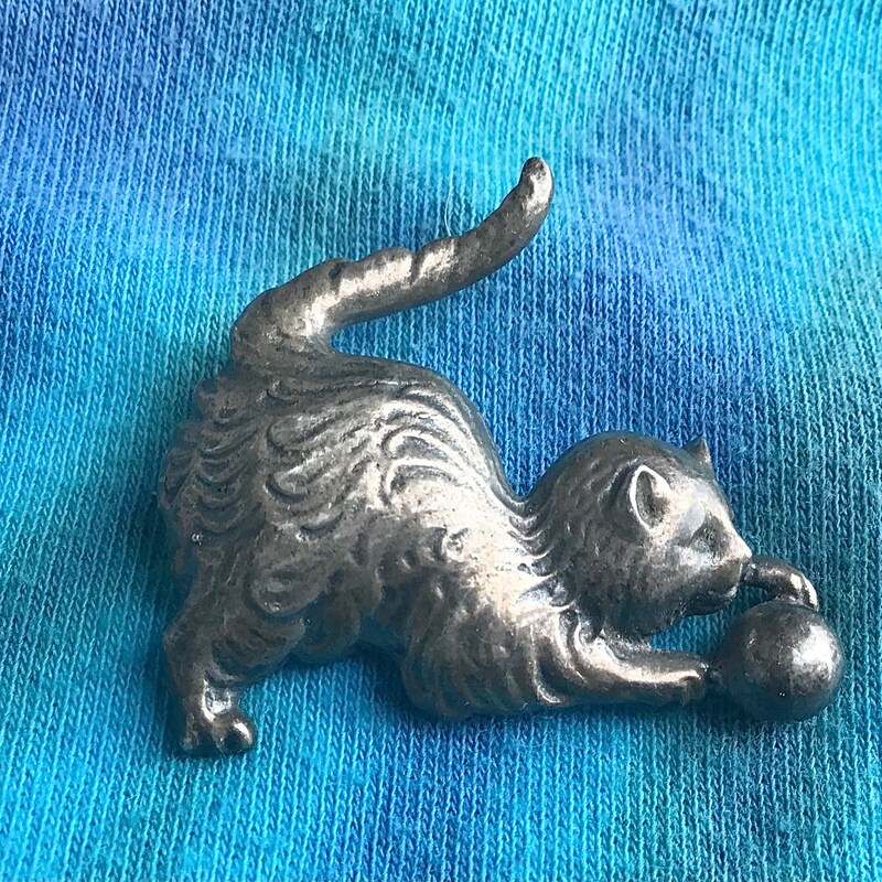 Sterling Cat Pin - Etsy