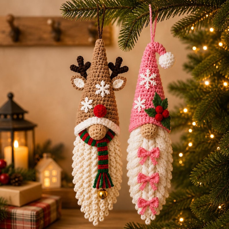 Crochet Christmas Gnome Door Hanger Pattern PDF, Amigurumi Santa ...
