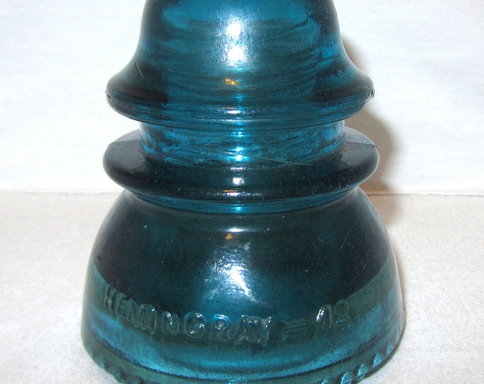 C1900-1920 Hemingray No. 19 Aqua Glass Electric Telegraph Telephone ...