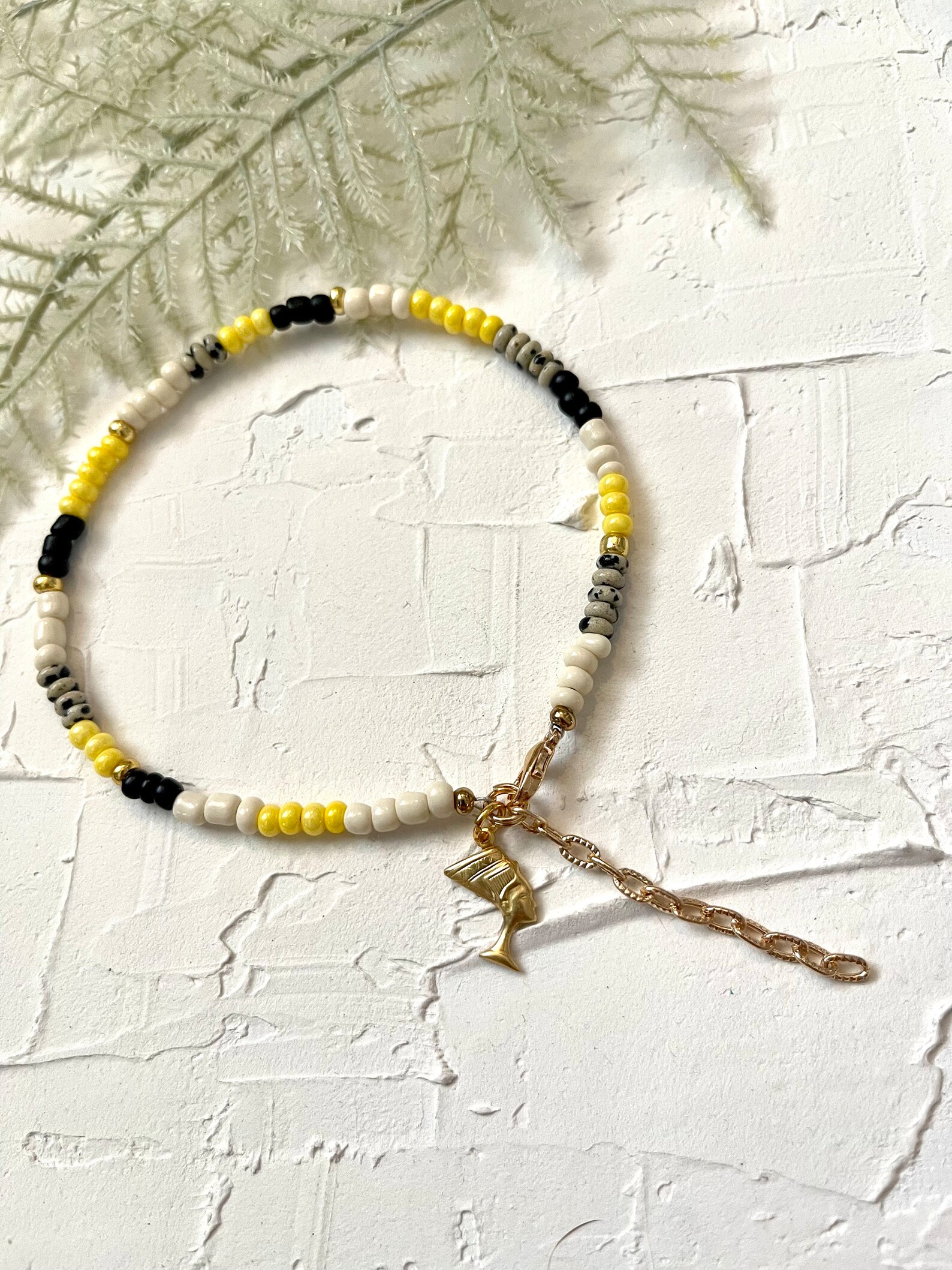 Dalmatian and Yellow Anklet - Etsy