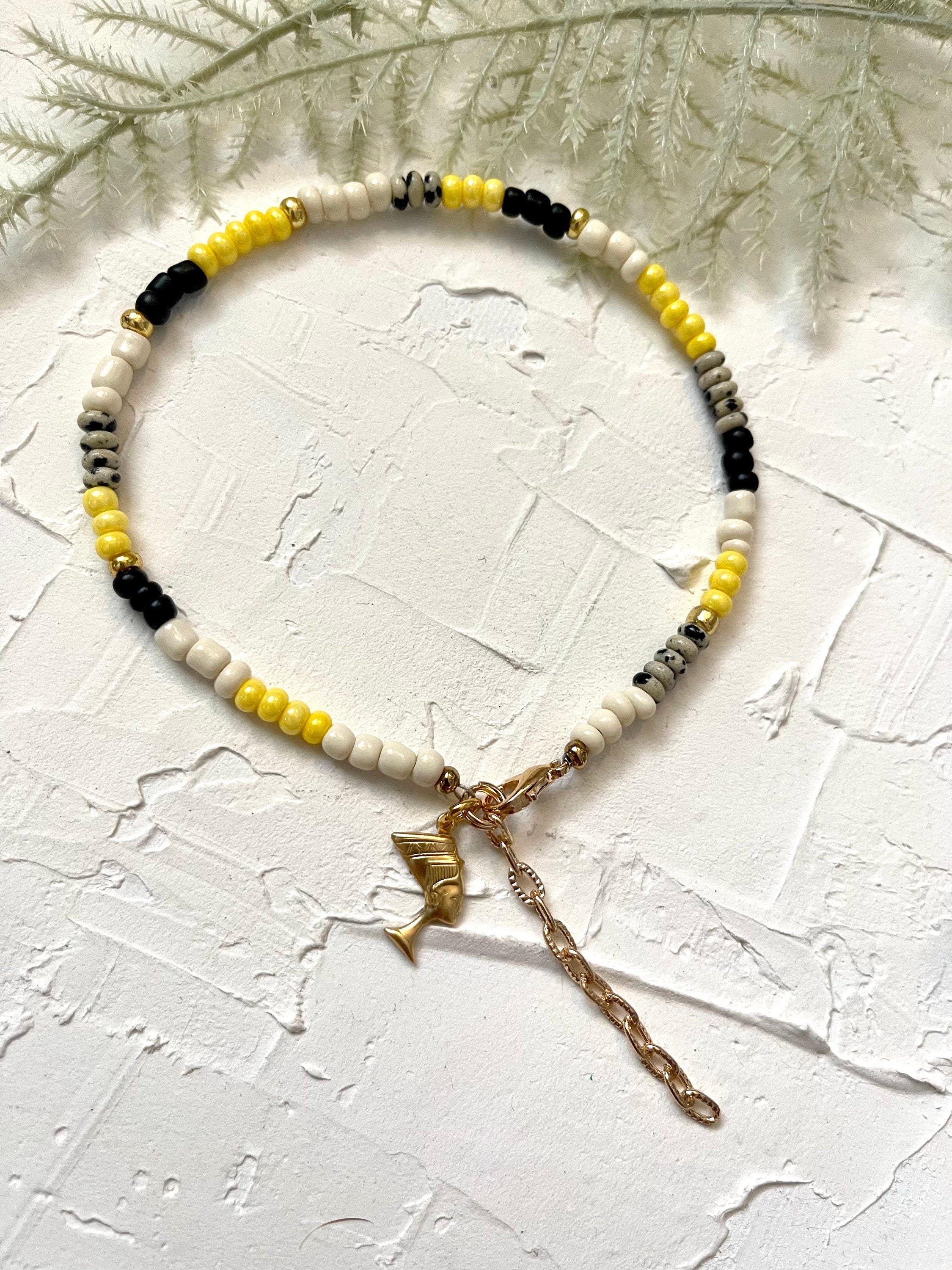 Dalmatian and Yellow Anklet - Etsy
