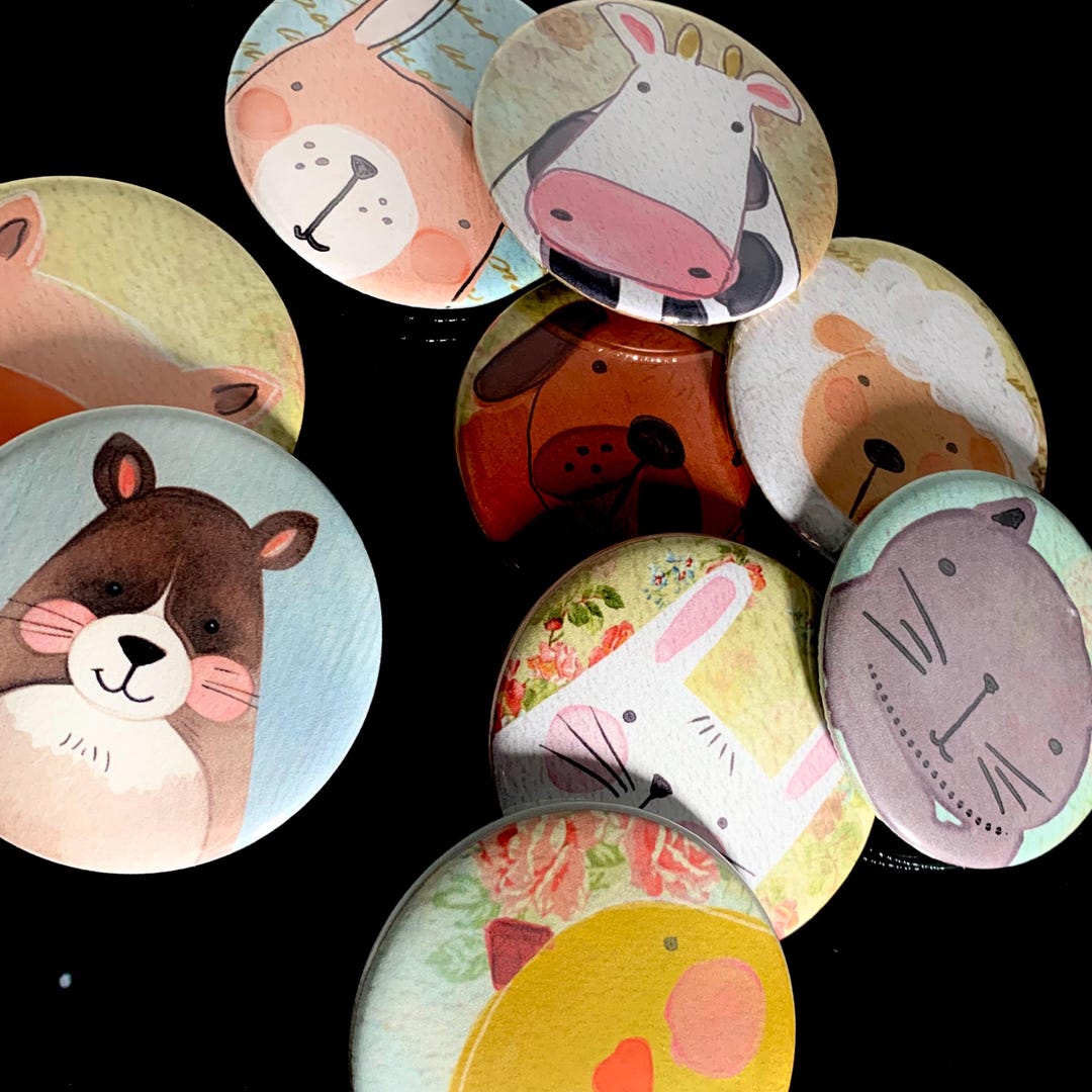 Whimsical Farm Animal Magnets – Playful Watercolor Barnyard Faces ...