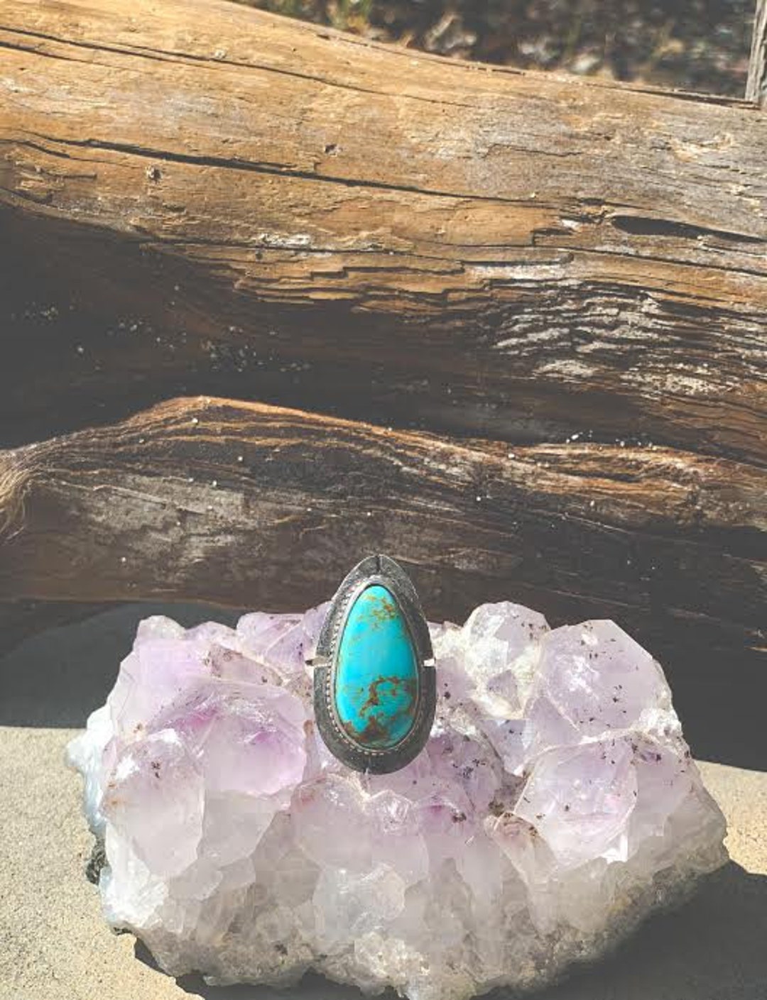 S O L D Turquoise Mountain // Sterling Silver Protector Ring ...