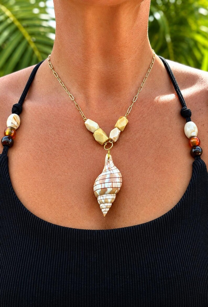 Shell Banded Tulip Necklace 18k Gold Filled Florida Shell Jewelry ...