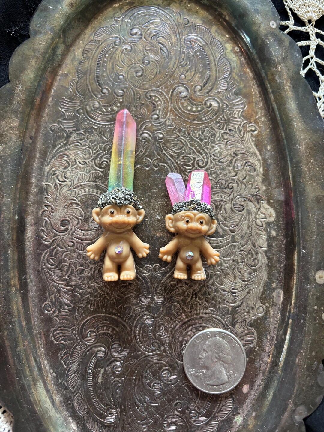Dyed Quartz Tiny Crystal Trolls Set of Two - Etsy