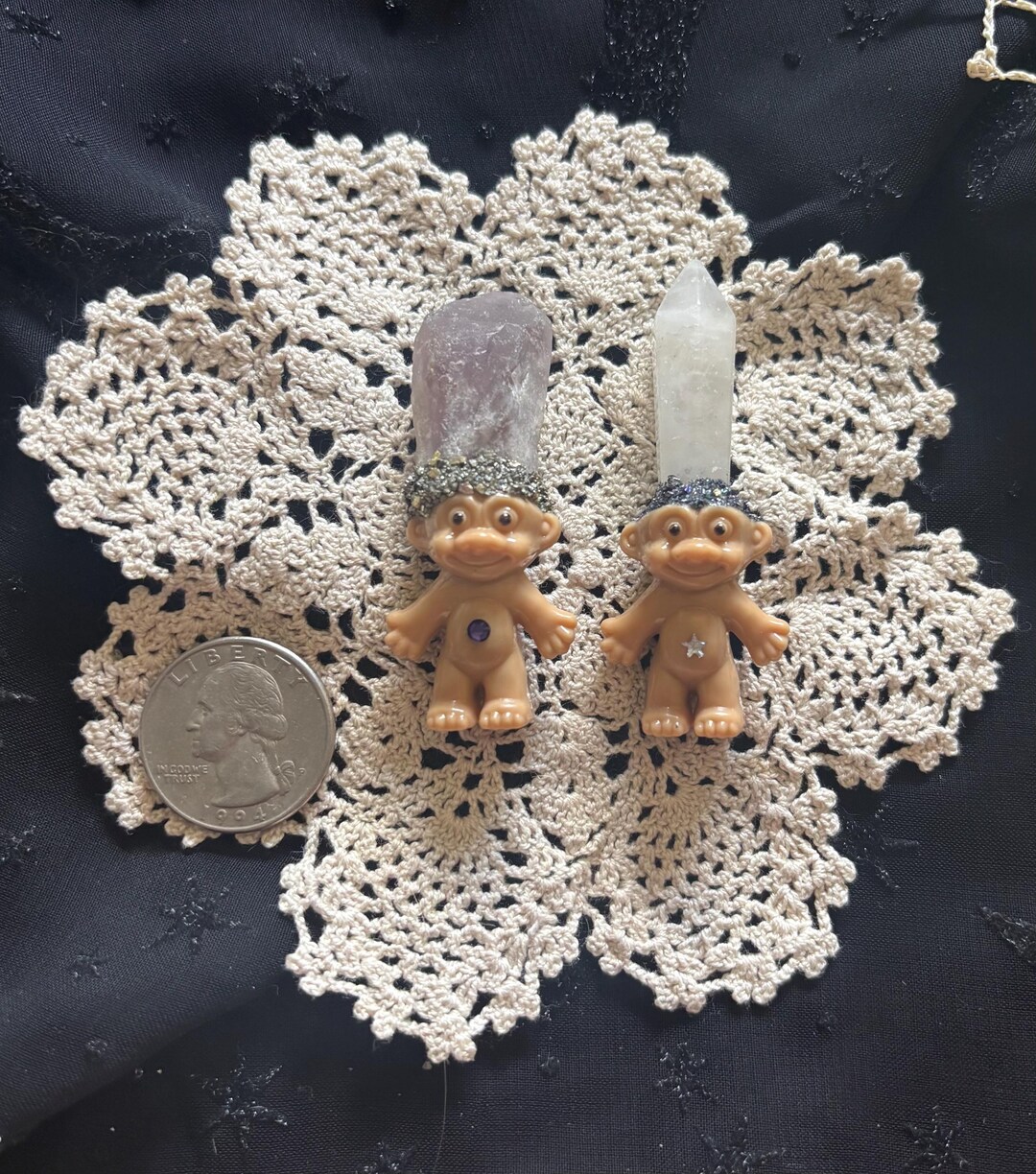 Amethyst and Quartz Tiny Crystal Trolls Set of Two - Etsy
