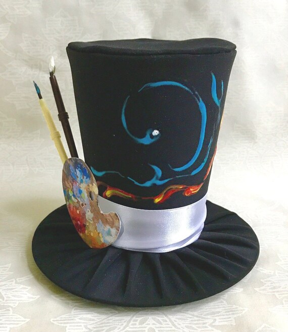 Tiny Top Hat: the Artist Red Blue Water Fire Paint - Etsy