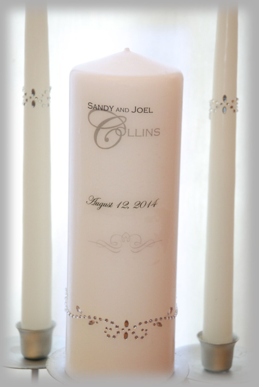 BLING Personalized Unity Candle Set With Monogram, Wedding Candles ...
