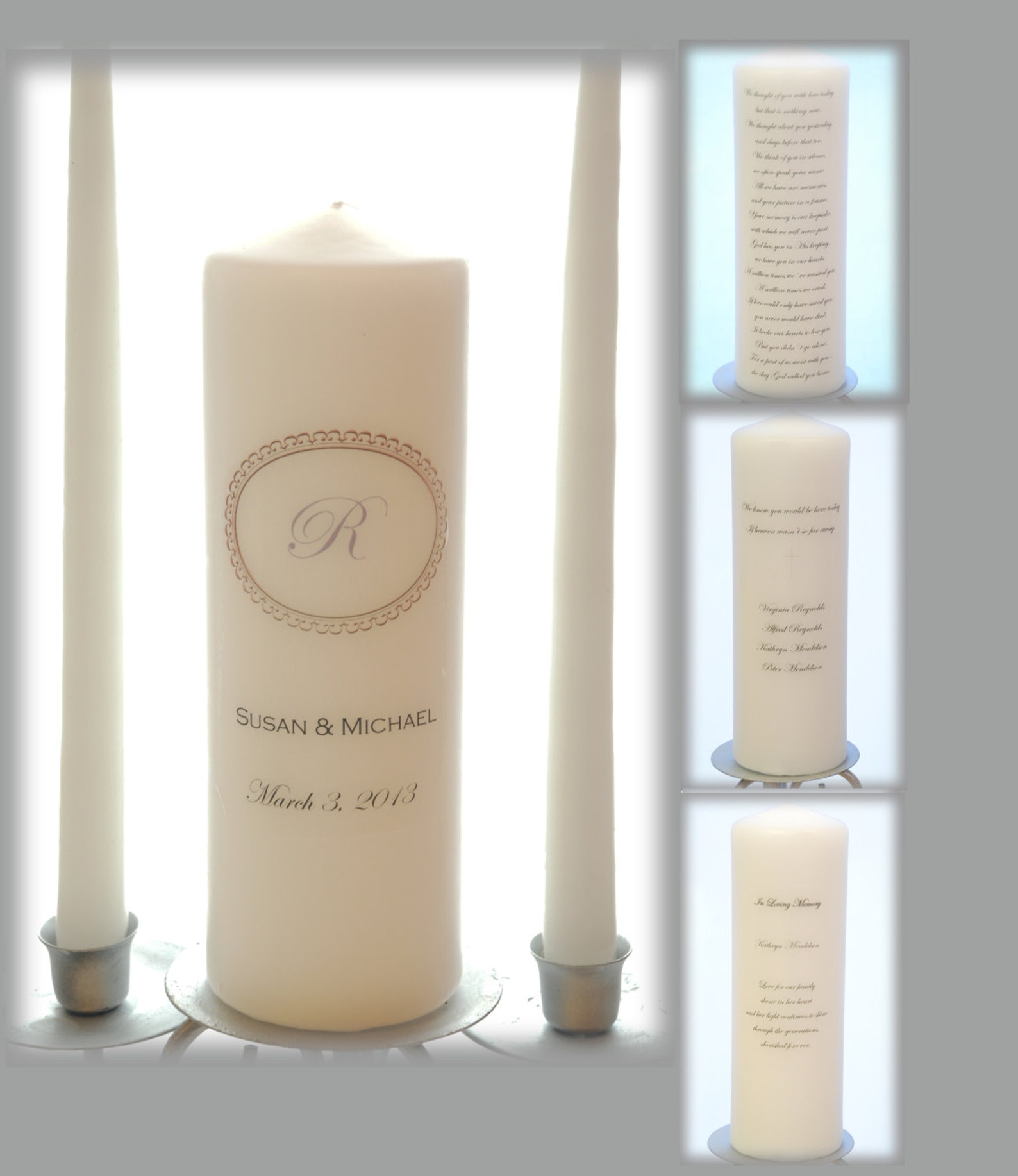 Personalized Unity Candle Set With Monogram and Memorial Candle ...