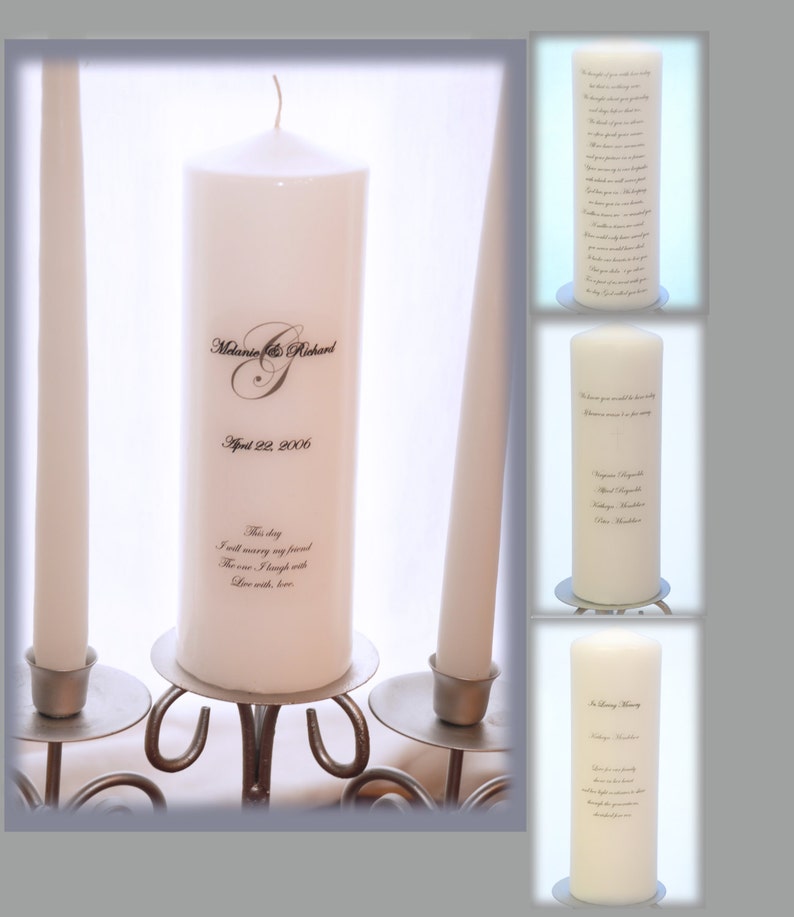 Personalized Unity Candle Set With Monogram and Memorial Candle ...