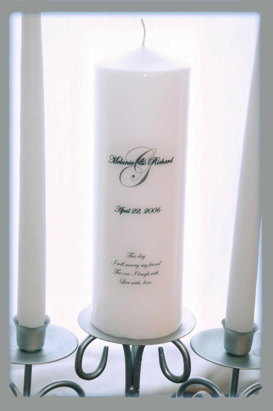 Personalized Unity Candle Set With Monogram I Wedding Candles I Wedding ...